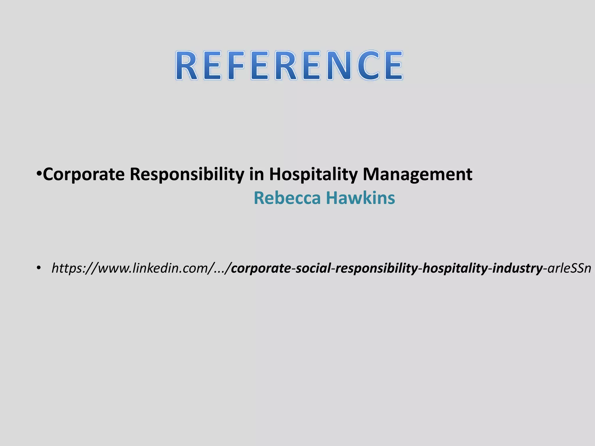 Corporate responsibility in hospitality industry | PPTX
