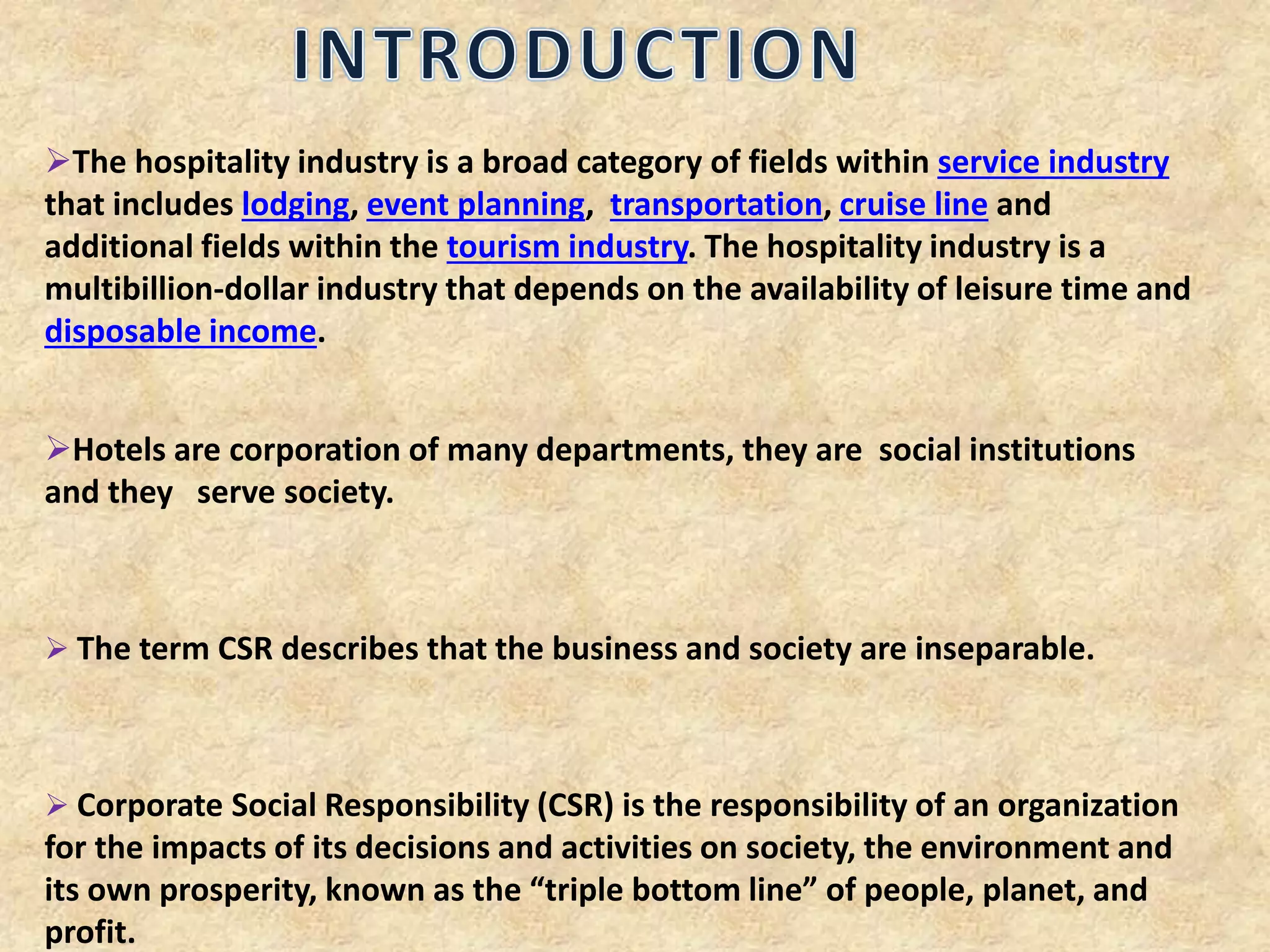 Corporate responsibility in hospitality industry | PPTX