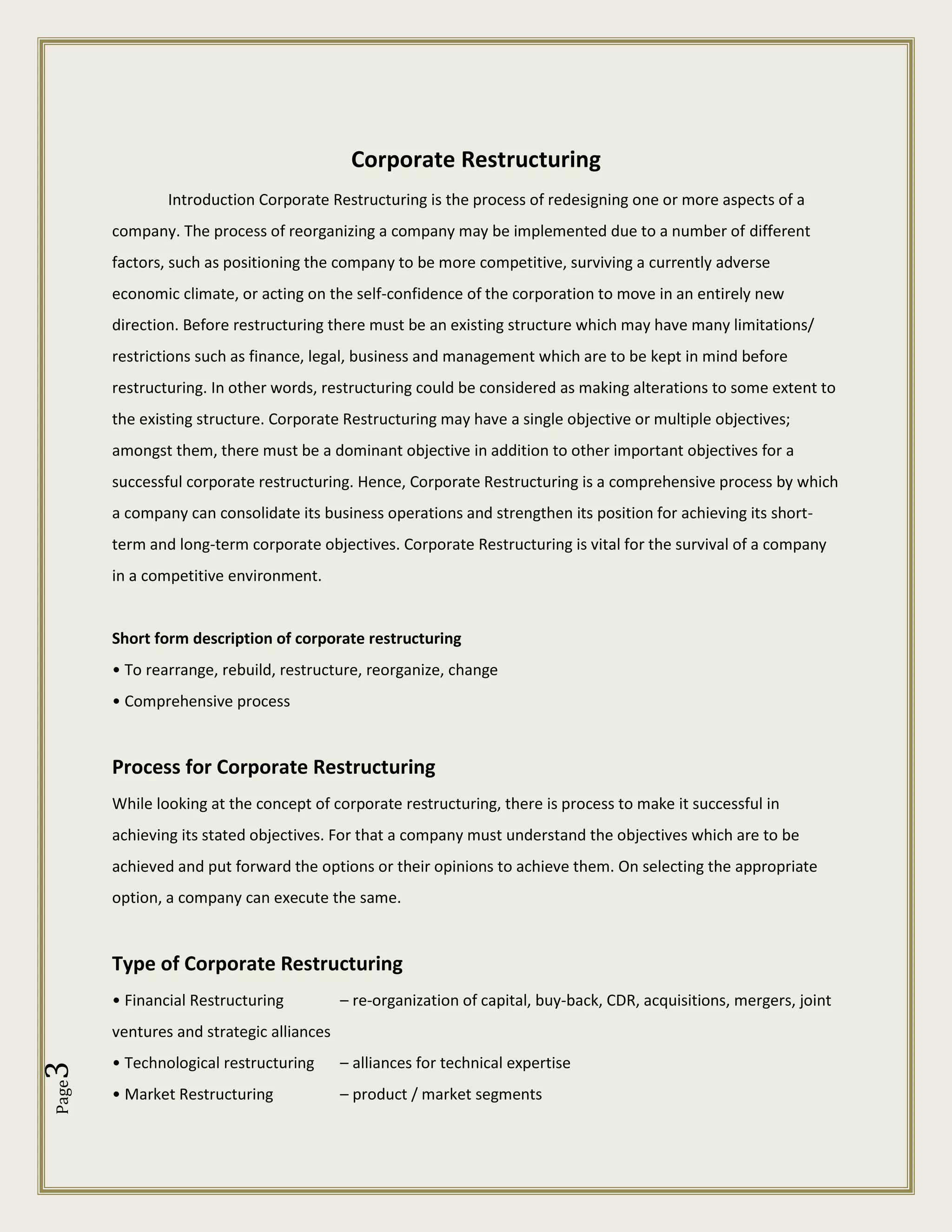 Corporate Restructuring | PDF