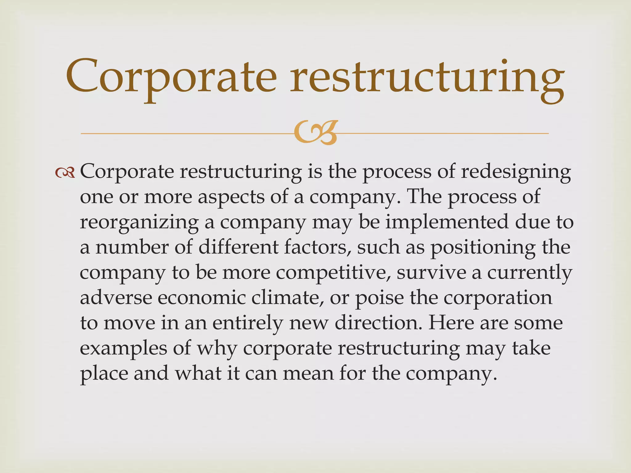Corporate restructuring | PPTX