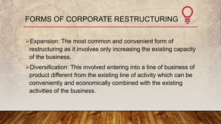 Corporate restructuring | PPTX | Mergers and Acquisitions | Business ...