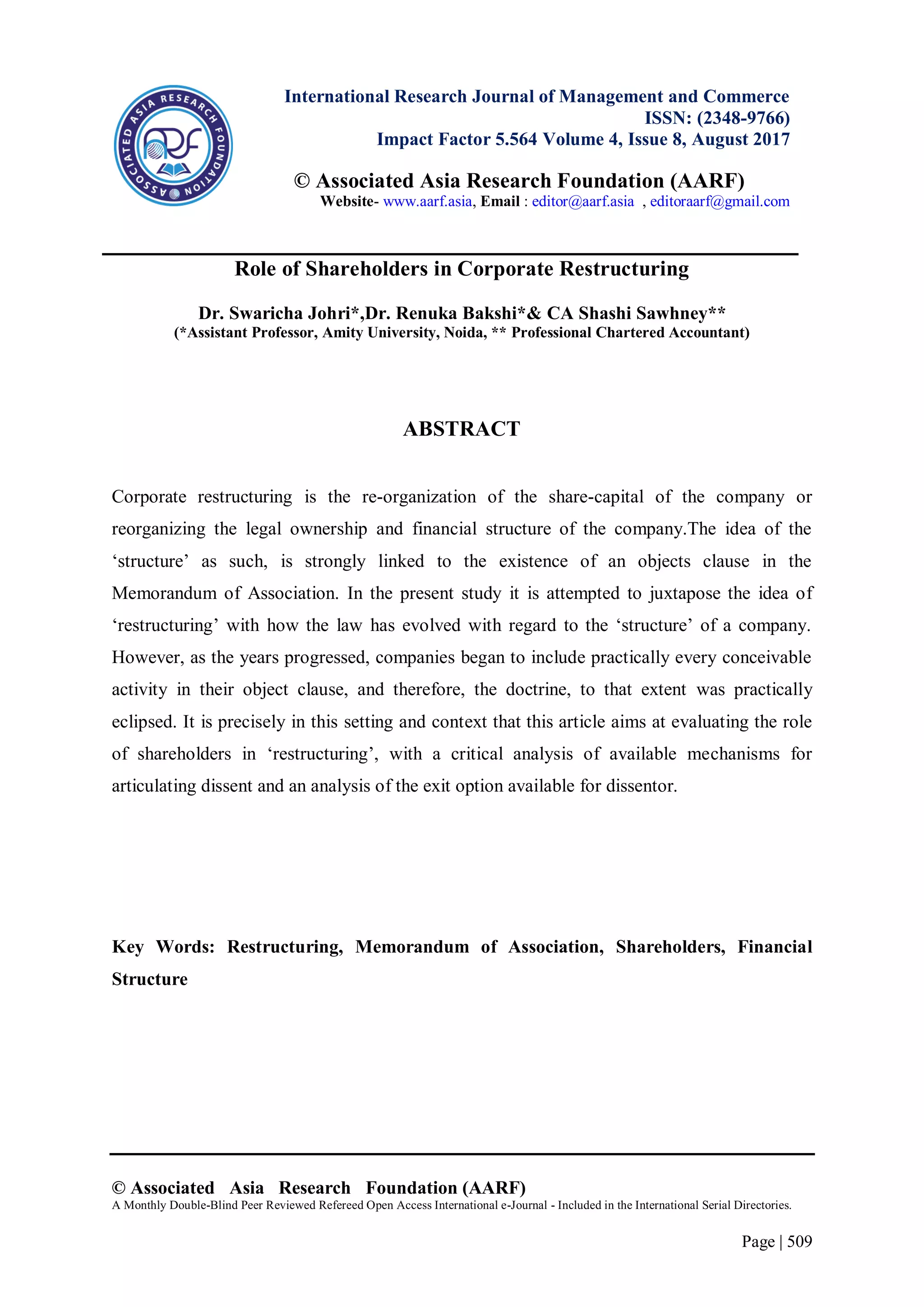 Corporate restructuring | PDF