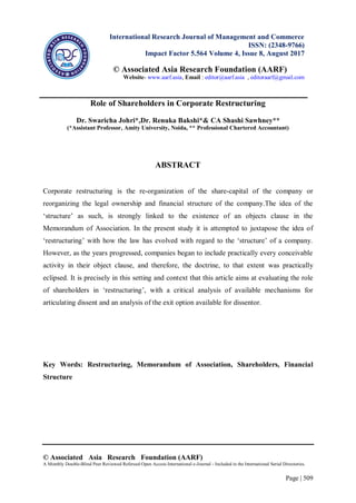 Corporate restructuring | PDF