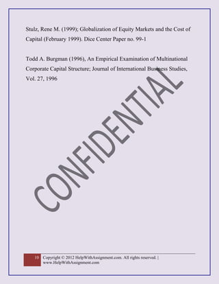 Corporate Restructuring Finance Sample Assignment | PDF