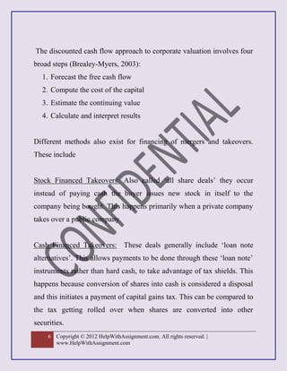 Corporate Restructuring Finance Sample Assignment | PDF