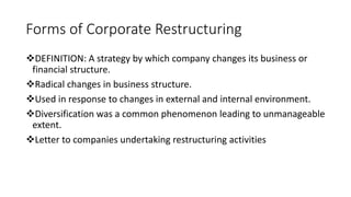 corporate restructuring PPT for strategic management | PPT