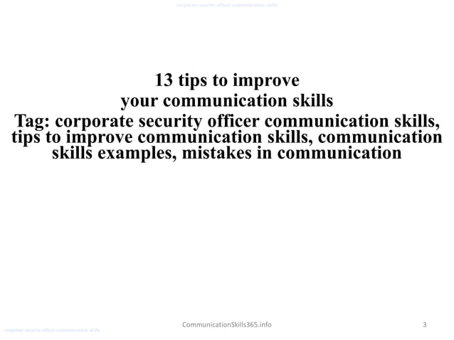Corporate security officer communication skills pdf | PPTX | Resume ...