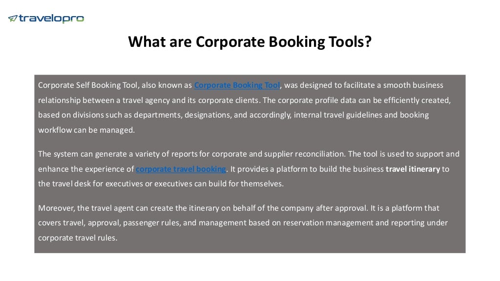 Corporate Self Booking Tool (CSBT) | PPTX