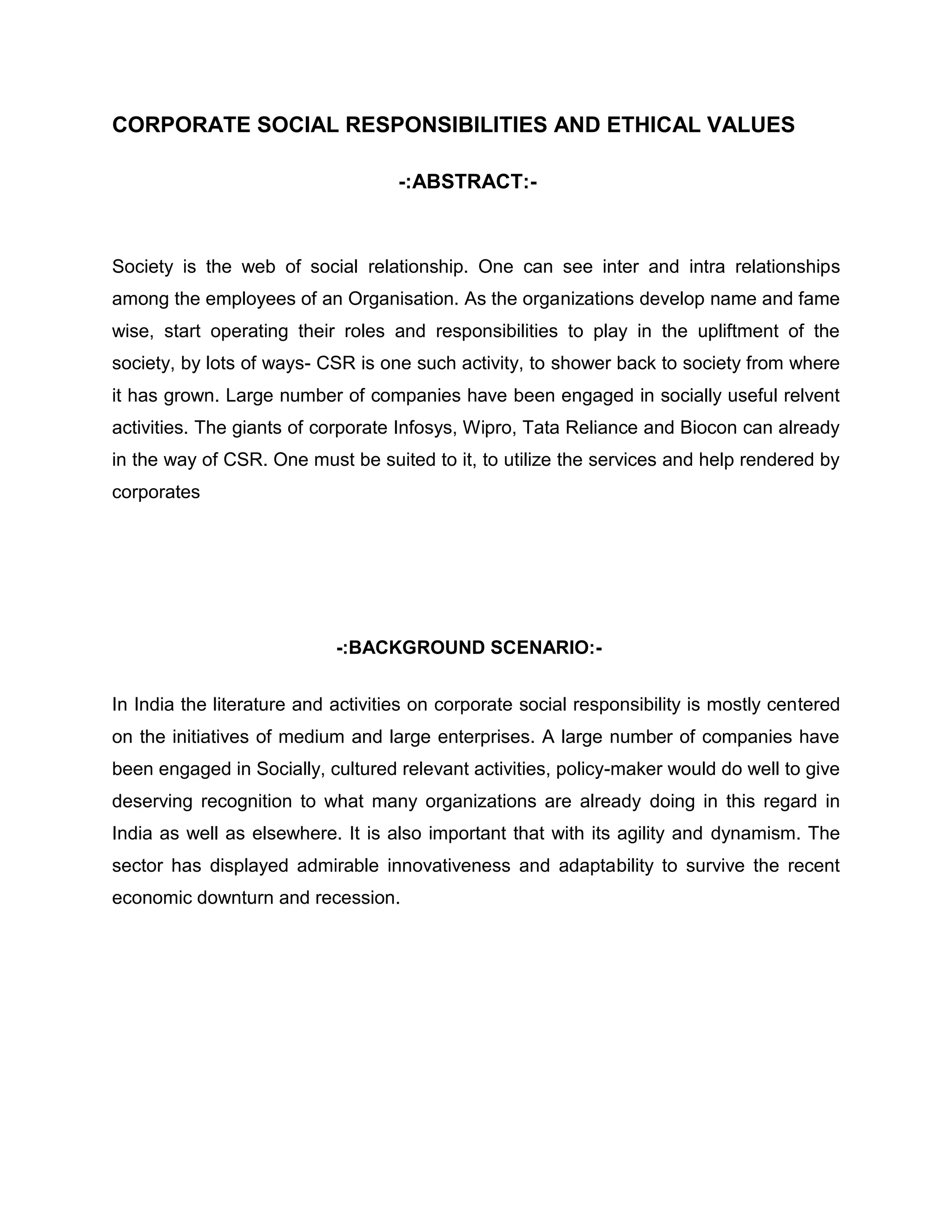 Corporate social responsibilities and ethical values | DOCX