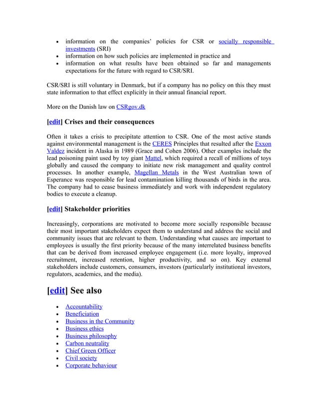 Corporate social responsibility | DOC | Business | Business and Finance