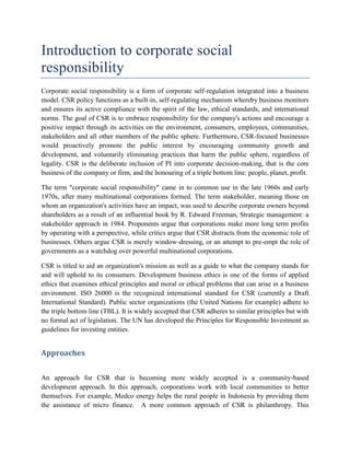 Corporate social responsibility | DOCX | Business | Business and Finance