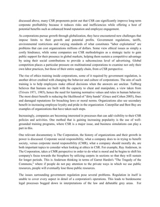 Corporate social responsibility | DOCX | Business | Business and Finance