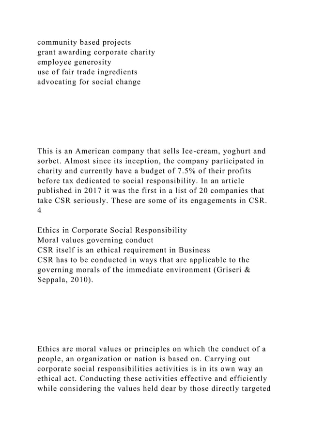 Corporate Social Responsibility Ben & Jerry’s Homemade Holdings.docx