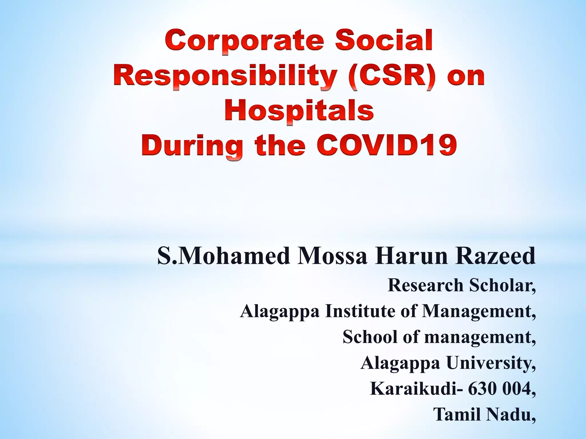 Corporate social responsibility (CSR) on Hospitals | PPTX