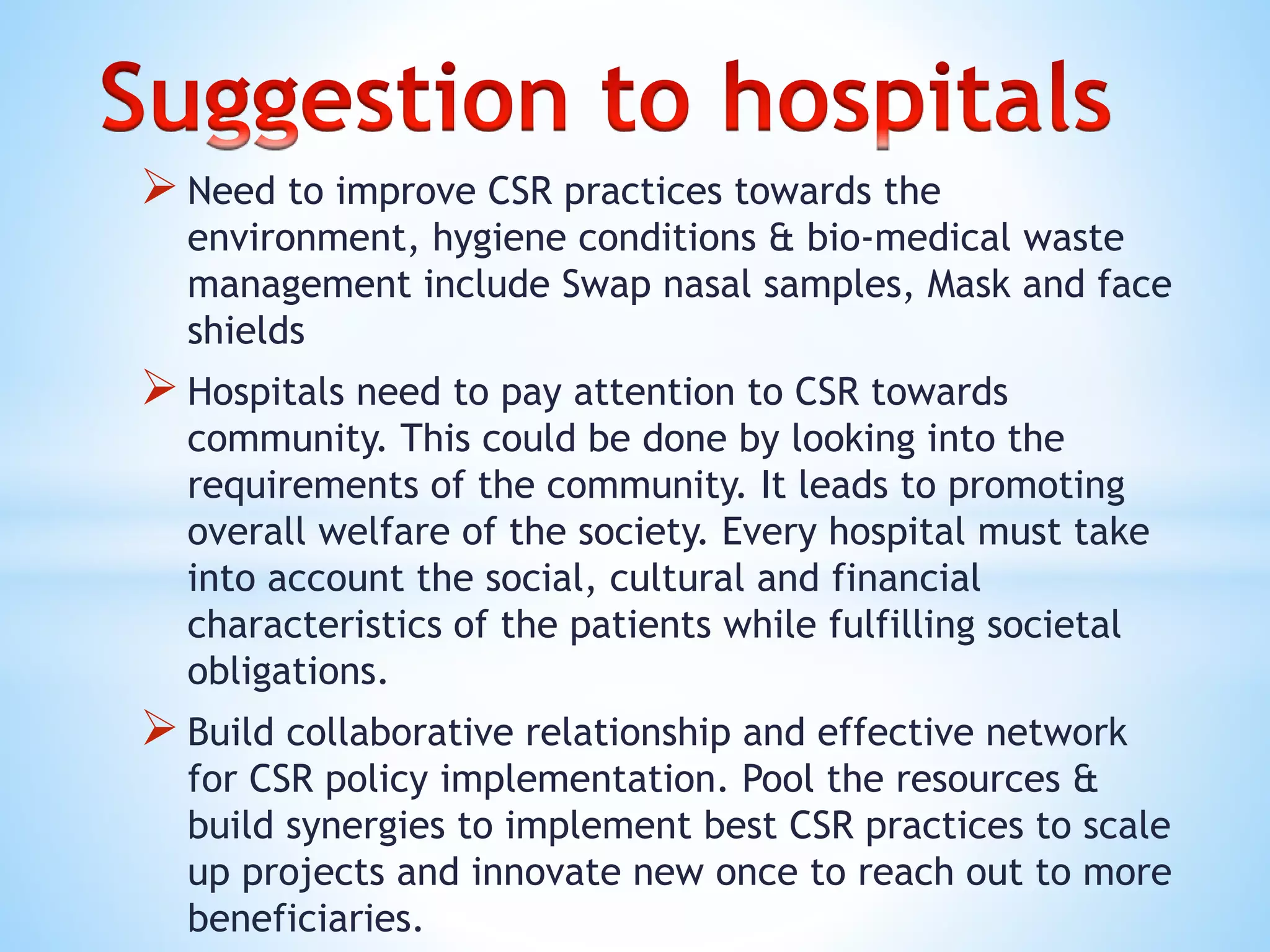 Corporate social responsibility (CSR) on Hospitals | PPTX