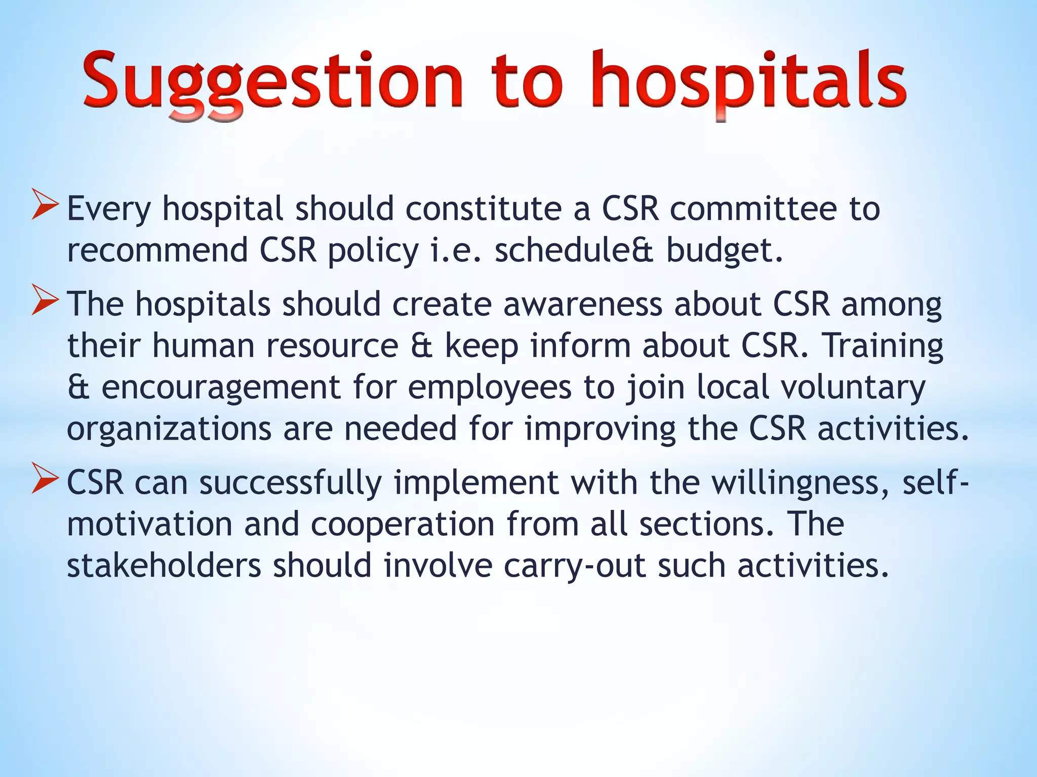 Corporate social responsibility (CSR) on Hospitals | PPTX