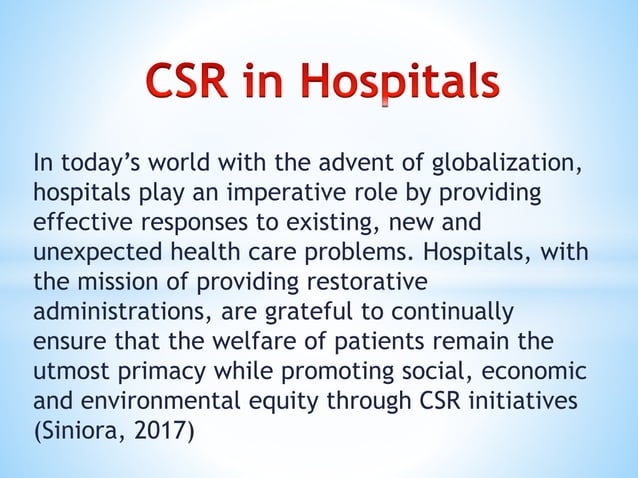 Corporate social responsibility (CSR) on Hospitals | PPTX
