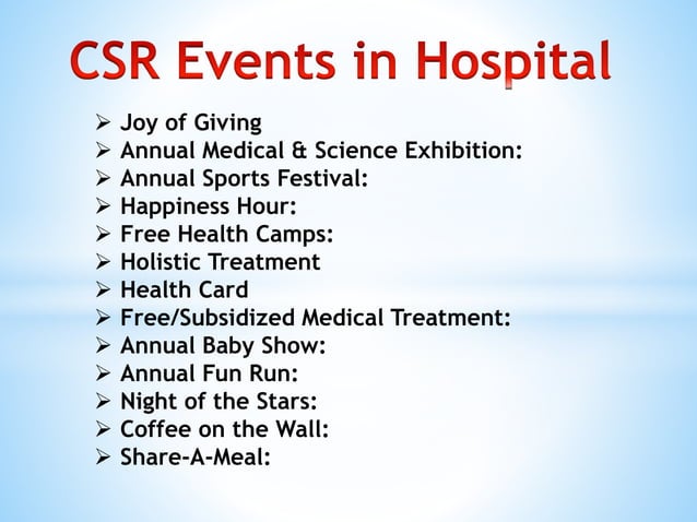 Corporate social responsibility (CSR) on Hospitals | PPTX