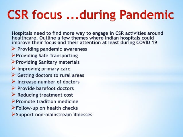 Corporate social responsibility (CSR) on Hospitals | PPTX