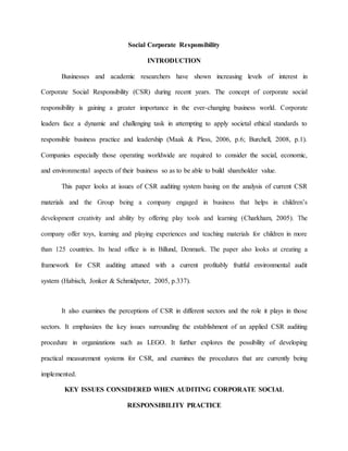Corporate Social Responsibility Essay Example | DOCX