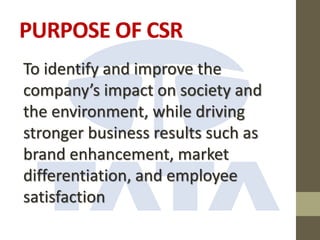Corporate social responsibility of TATA | PPTX