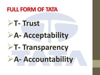 Corporate social responsibility of TATA | PPTX