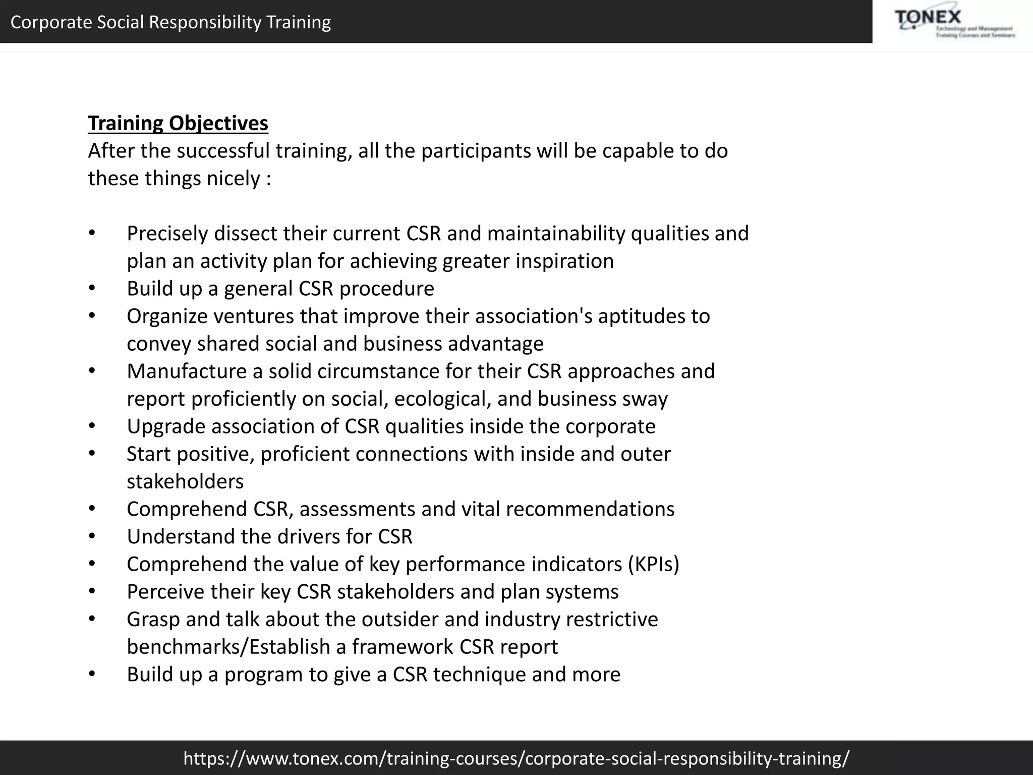 Most Popular Corporate Social Responsibility (CSR) Training - Tonex ...