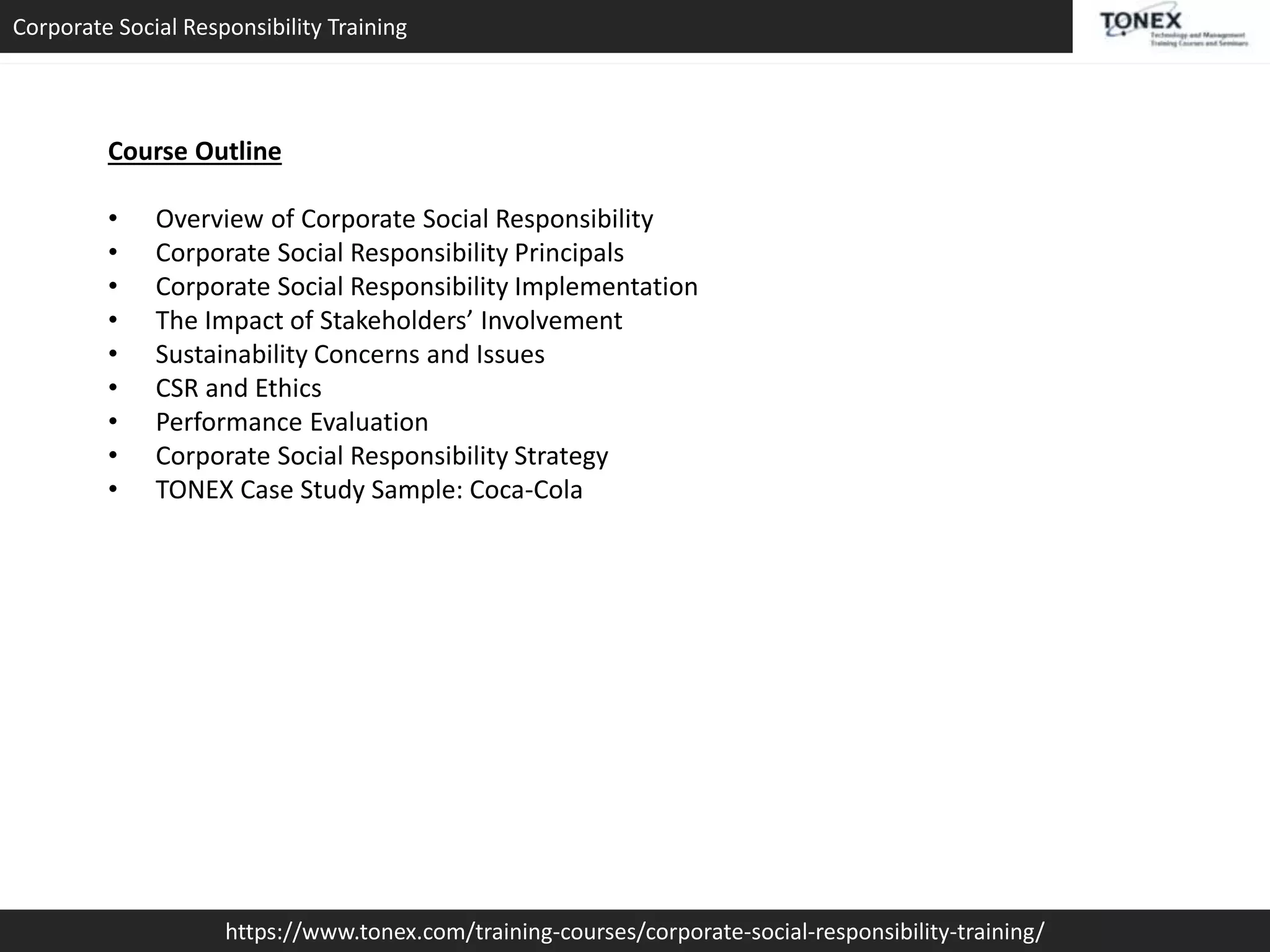 Most Popular Corporate Social Responsibility (CSR) Training - Tonex ...