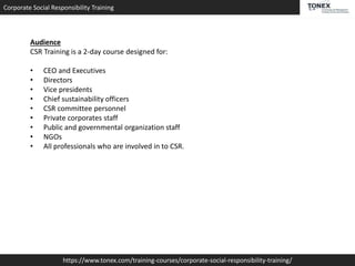 Most Popular Corporate Social Responsibility (CSR) Training - Tonex ...
