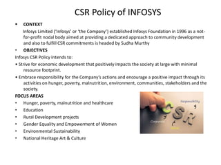 Corporate social responsibility infosys | PPTX