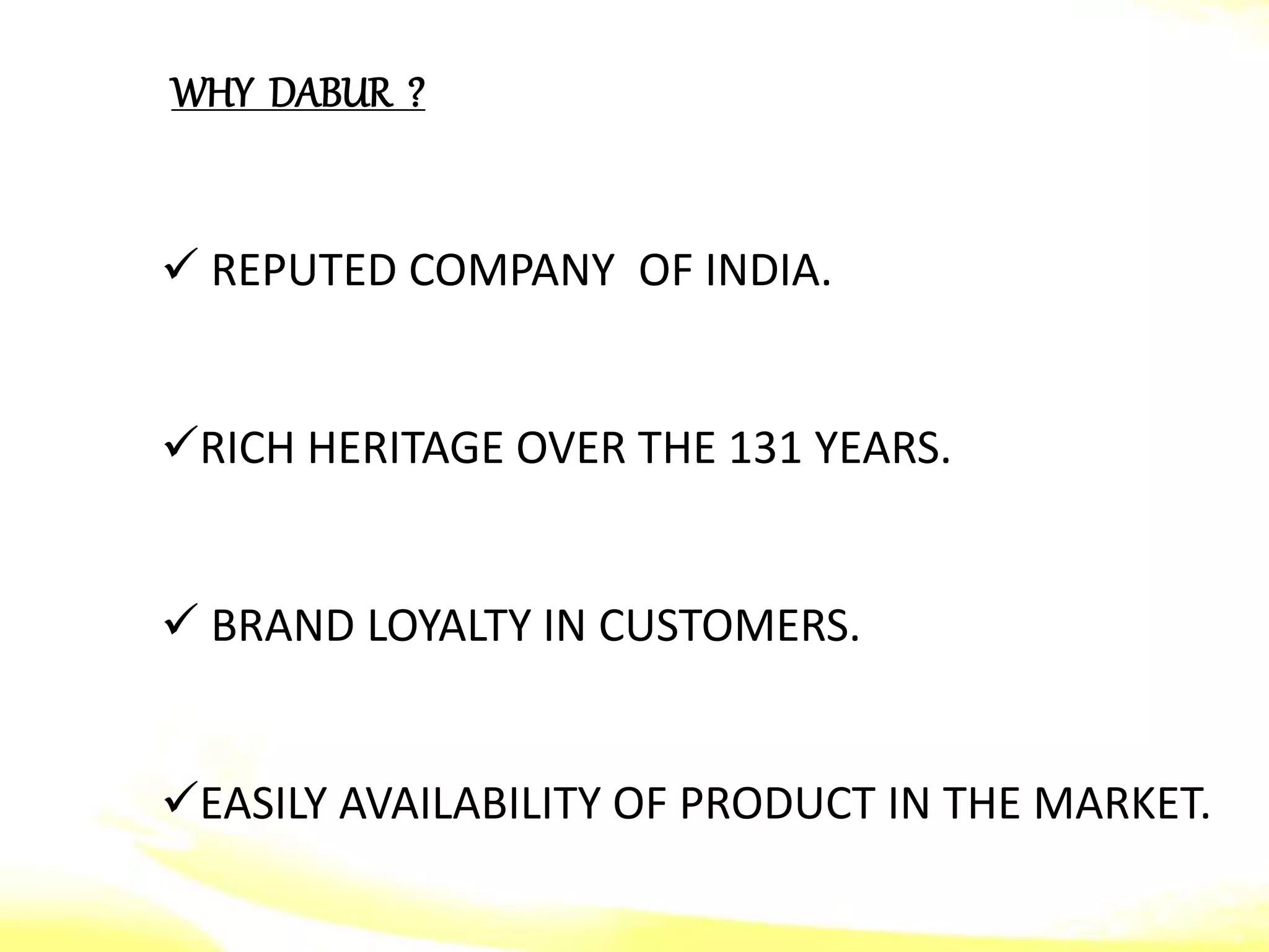 Corporate story on dabur | PPTX
