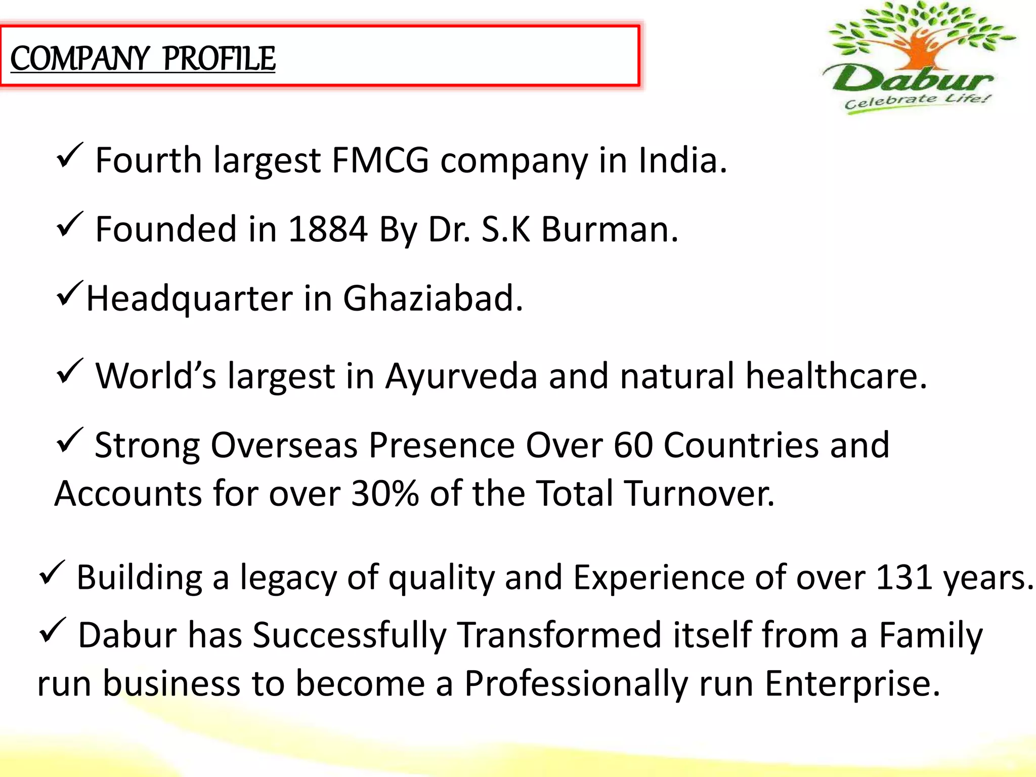 Corporate story on dabur | PPTX