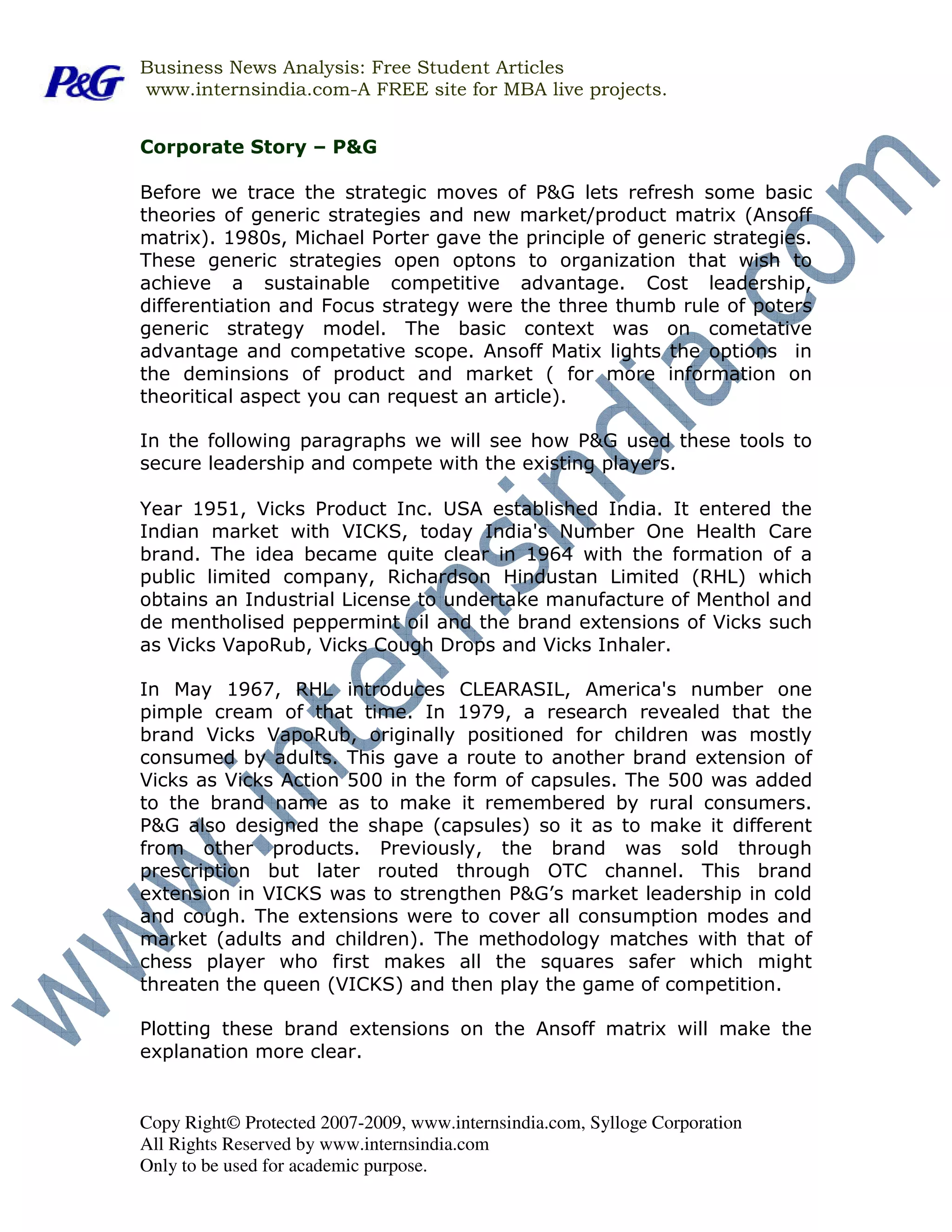 P&G India Marketing Strategy | PDF