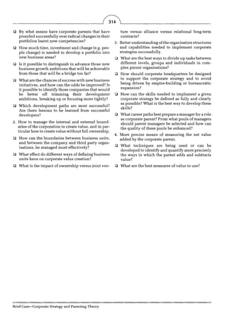 Corporate strategy and parenting theory | PDF