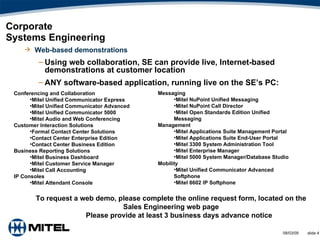 Mitel Corporate Systems Engineering | PPT