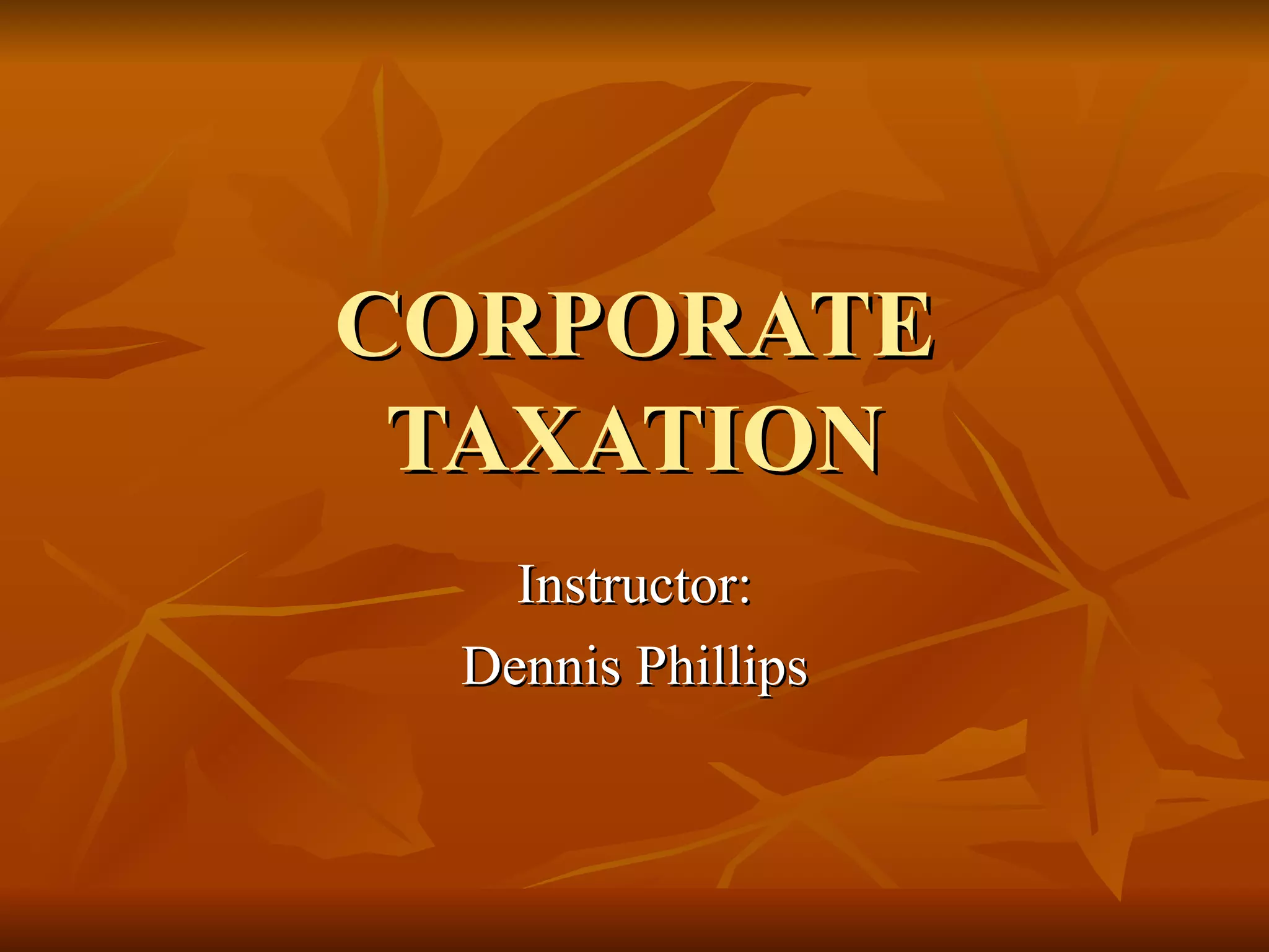 Corporate taxation introduction | PPT