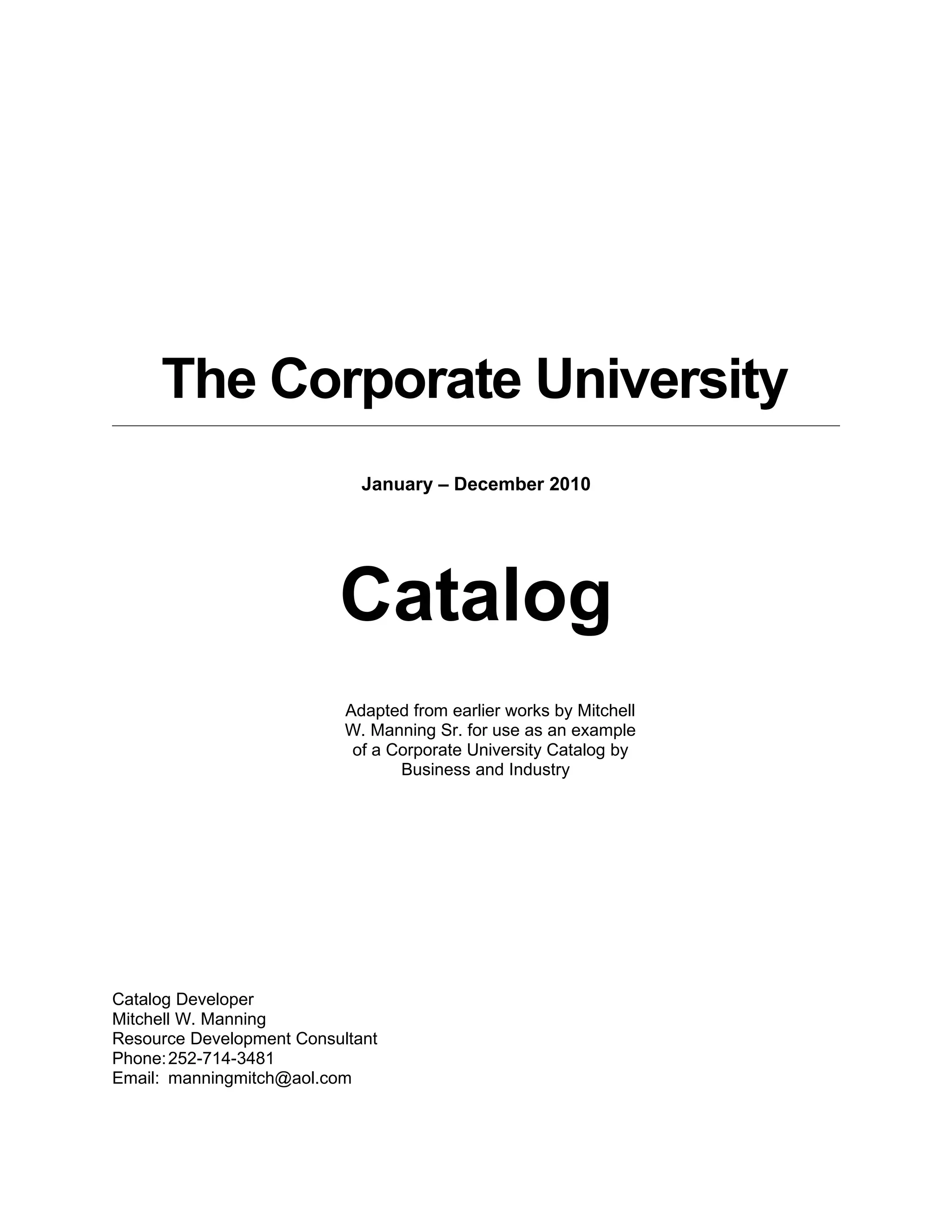 Corporate Training And Development Catalog | DOC