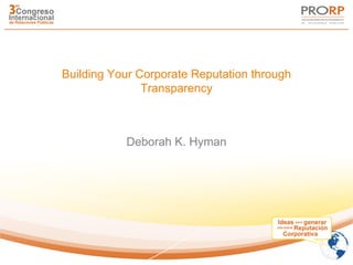 Building Corporate Reputation Through Transparency | PDF