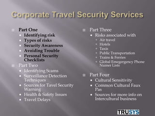 Corporate Travel Security Services Part One | PPTX