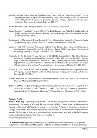 Corporate triple bottom line reporting | PDF