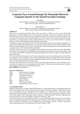 Corporate turn around strategies by financially distressed | PDF