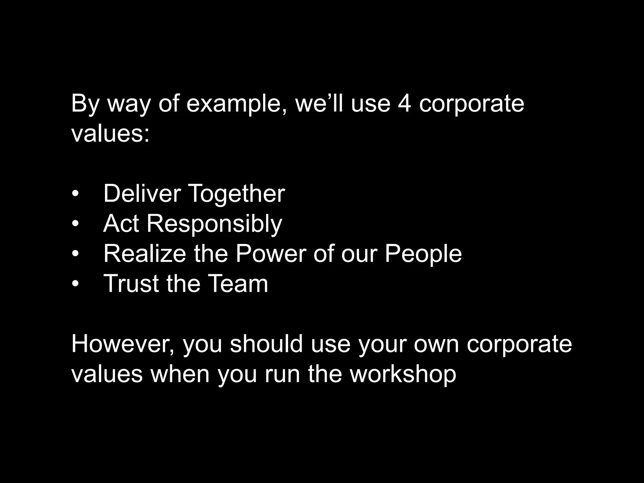Corporate values conversation workshop | PPT | Free Download