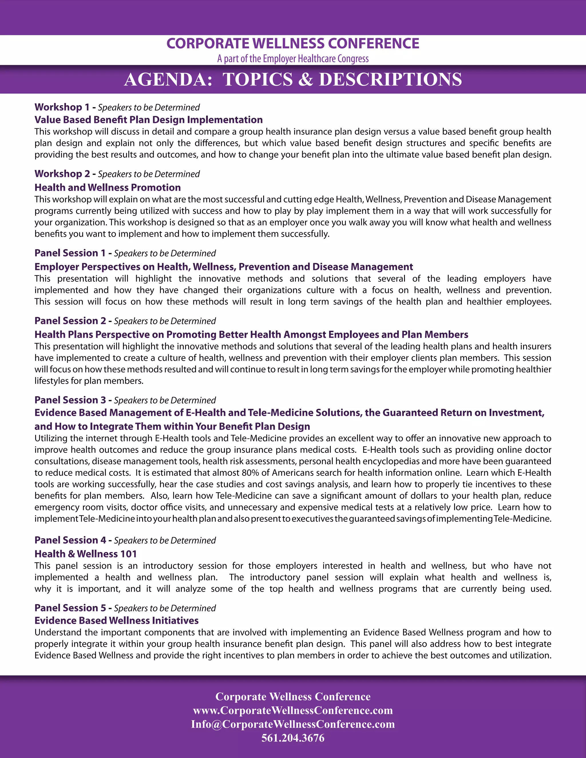 Corporate Wellness Conference Brochure | PDF