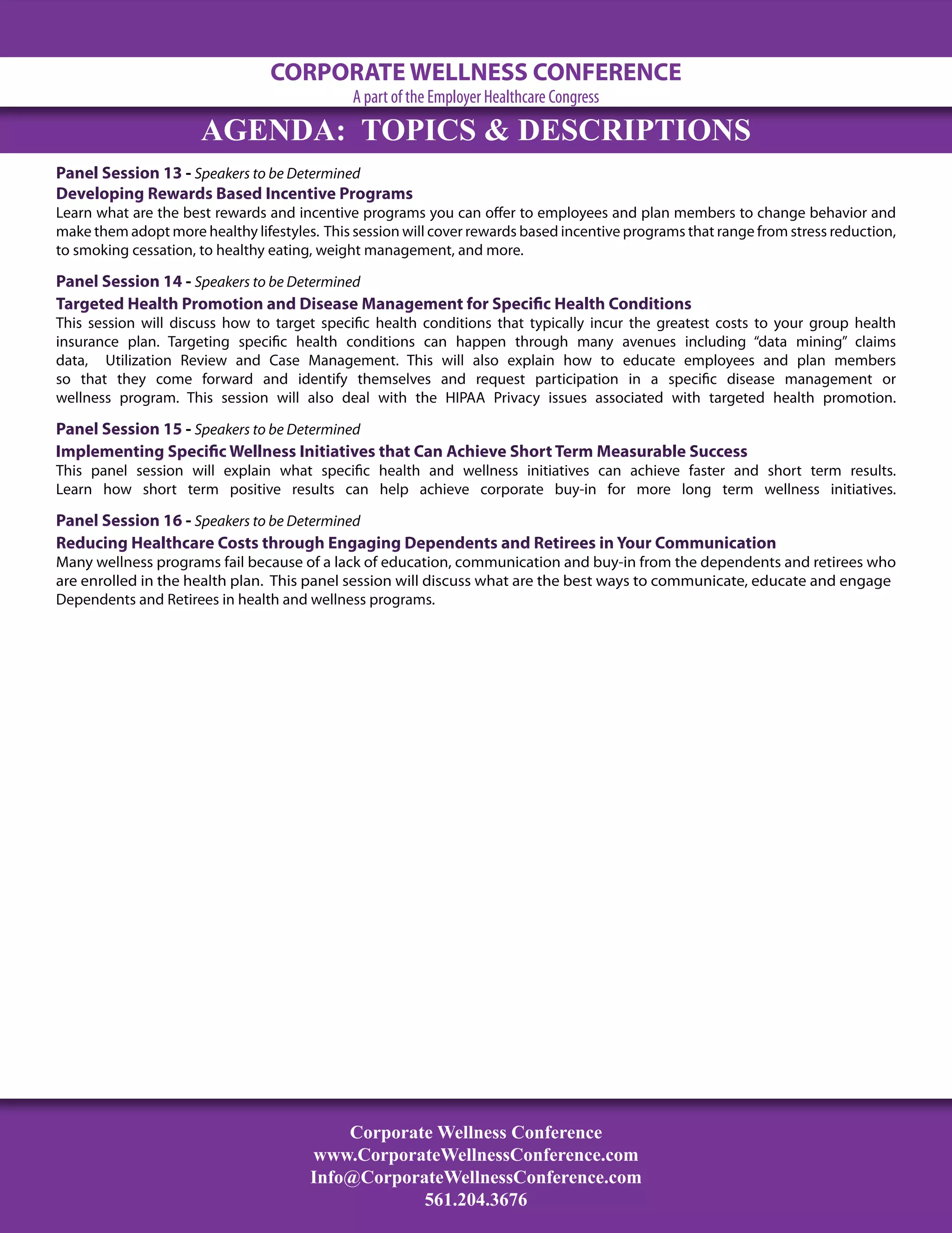 Corporate Wellness Conference Brochure | PDF