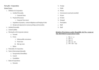 Revised Corporation Code Notes - Overview | DOCX