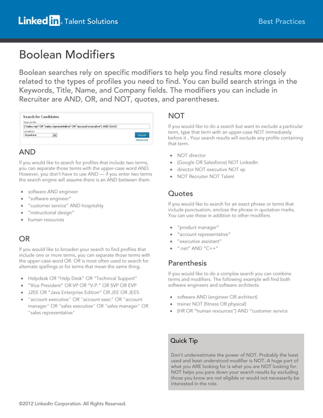 Linkedin Boolean Modifiers Pdf