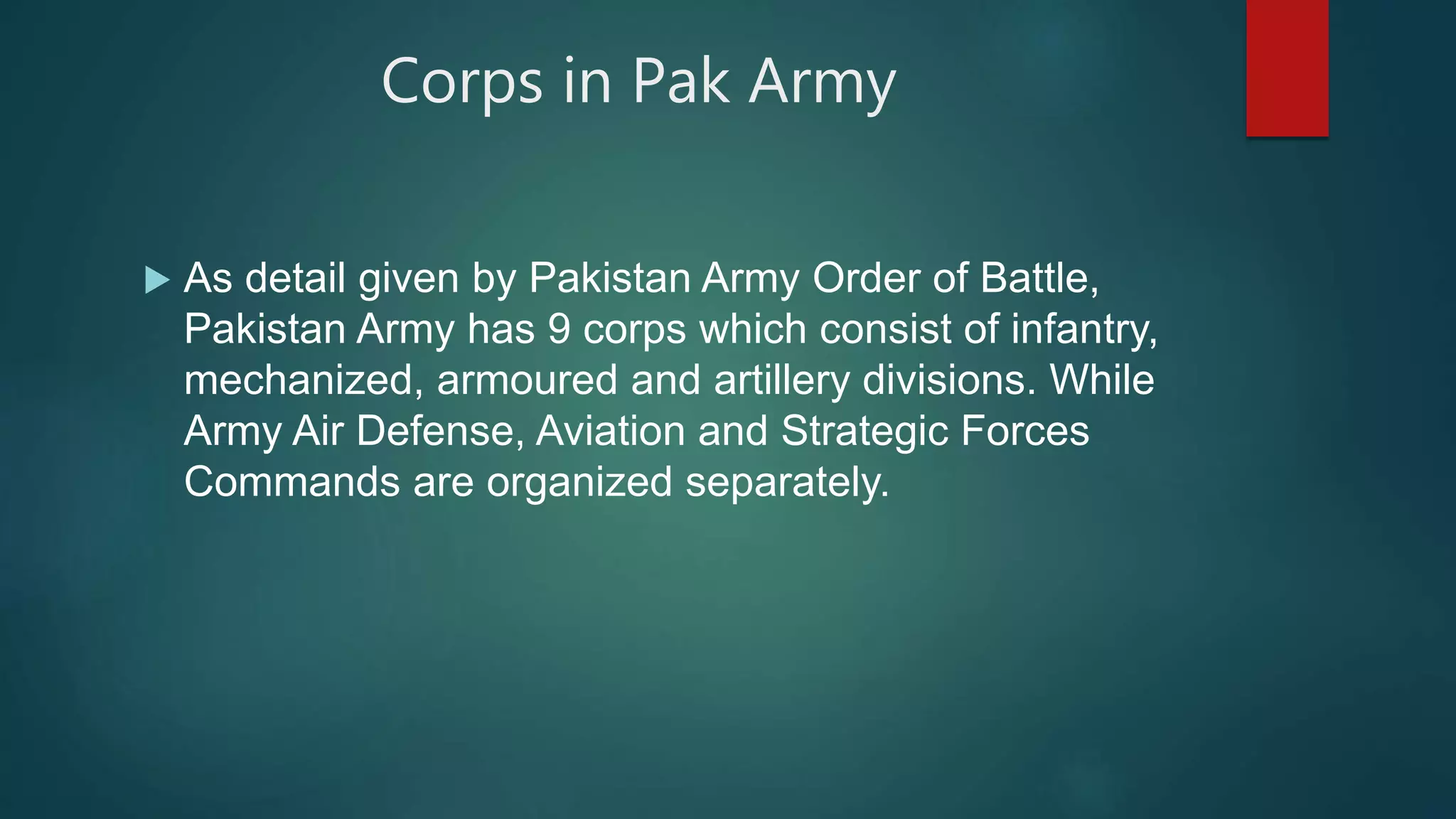 Corps and division in pakistan army | PPTX