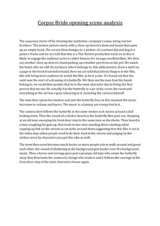 Corpse bride opening scene analysis | DOCX