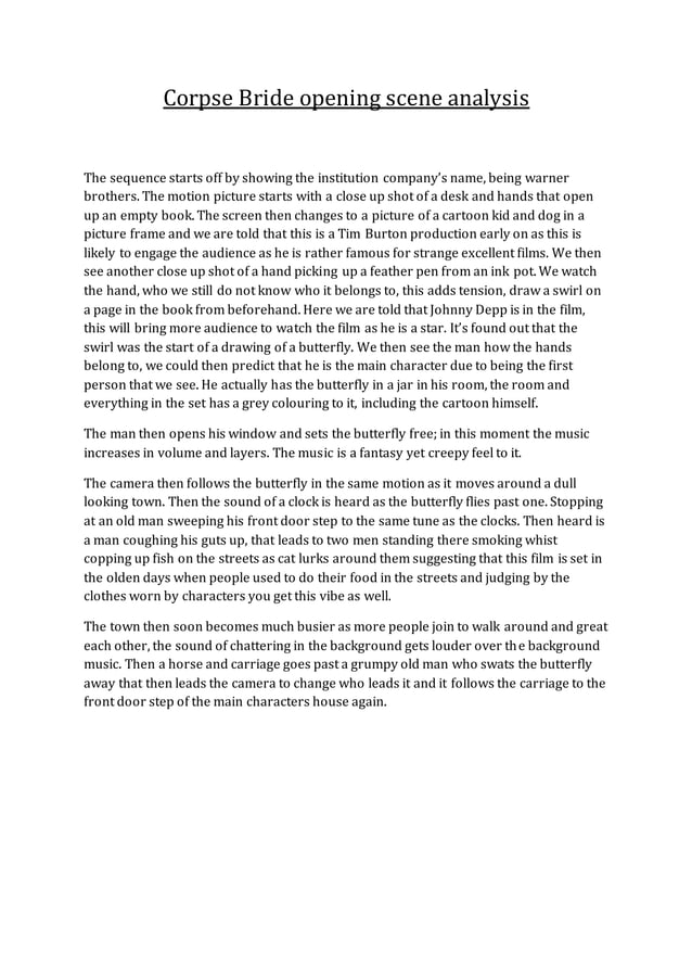 Corpse bride opening scene analysis | DOCX