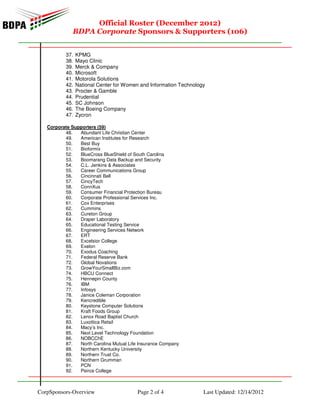 BDPA Corporate Sponsors (Dec 2012) | PDF